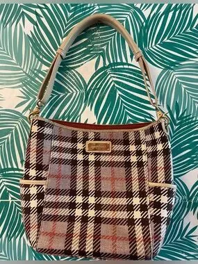 Spartina 449 | Bags | Spartina 449 Plaid Shoulder Bag In Brown Cream ...